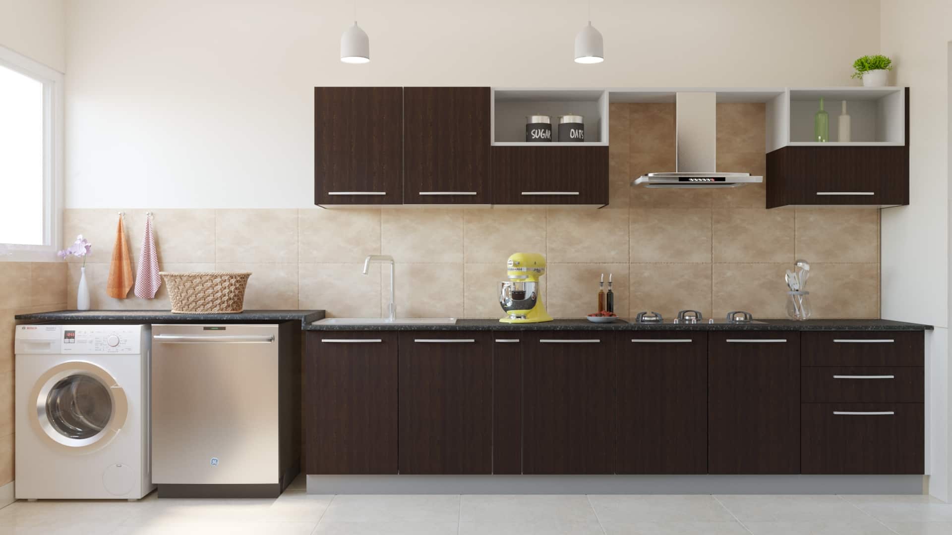 Premium Modular Kitchen Interior Design in Wenge Finish | HomeLane