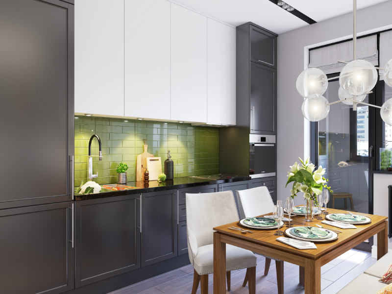 Black Olive Modular Kitchen Design with Modern Storage and Stylish ...