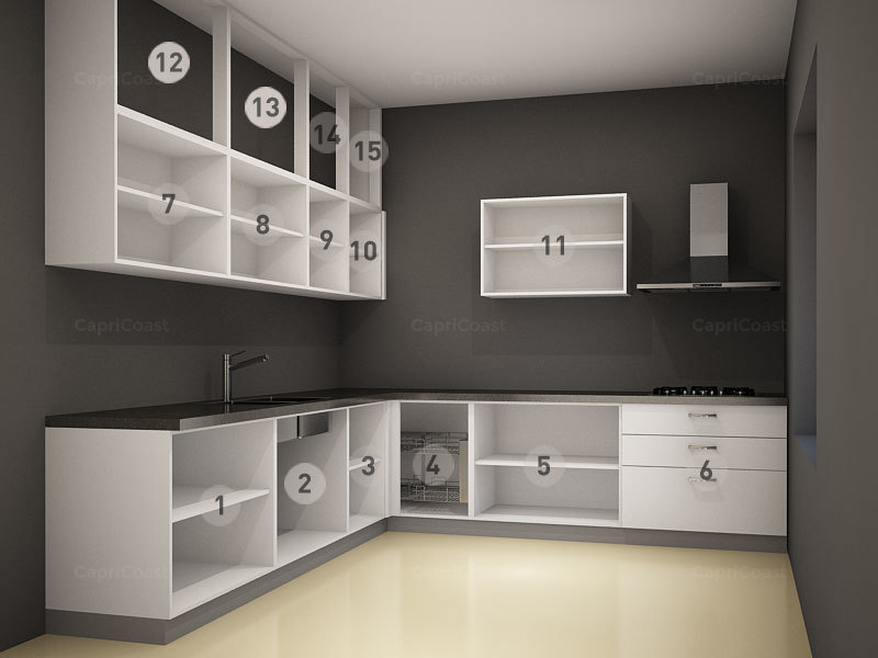 Adela Leather Black L Shape Modular Kitchen with Henna Green | HomeLane
