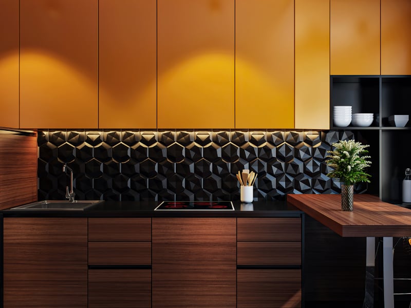 U Shaped Modular Kitchen Design Bitter Chocolate Kitchen with Rich ...