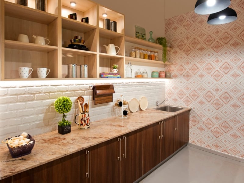 Modern Farmhouse Modular Kitchen with Straight Layout | HomeLane