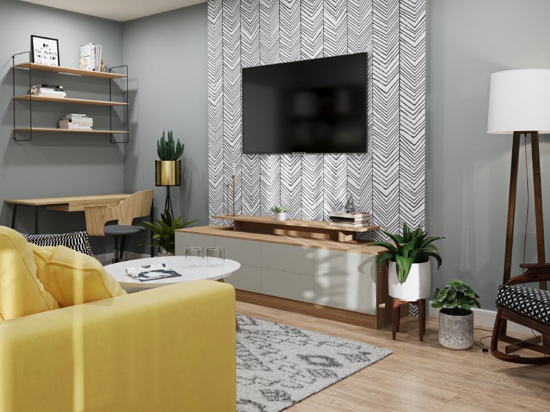 Urban Sunshine Living Room Design | HomeLane